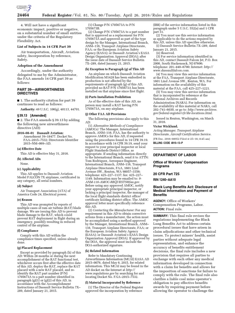 Black Lung Benefits Act: Disclosure of Medical Information and Payment ...