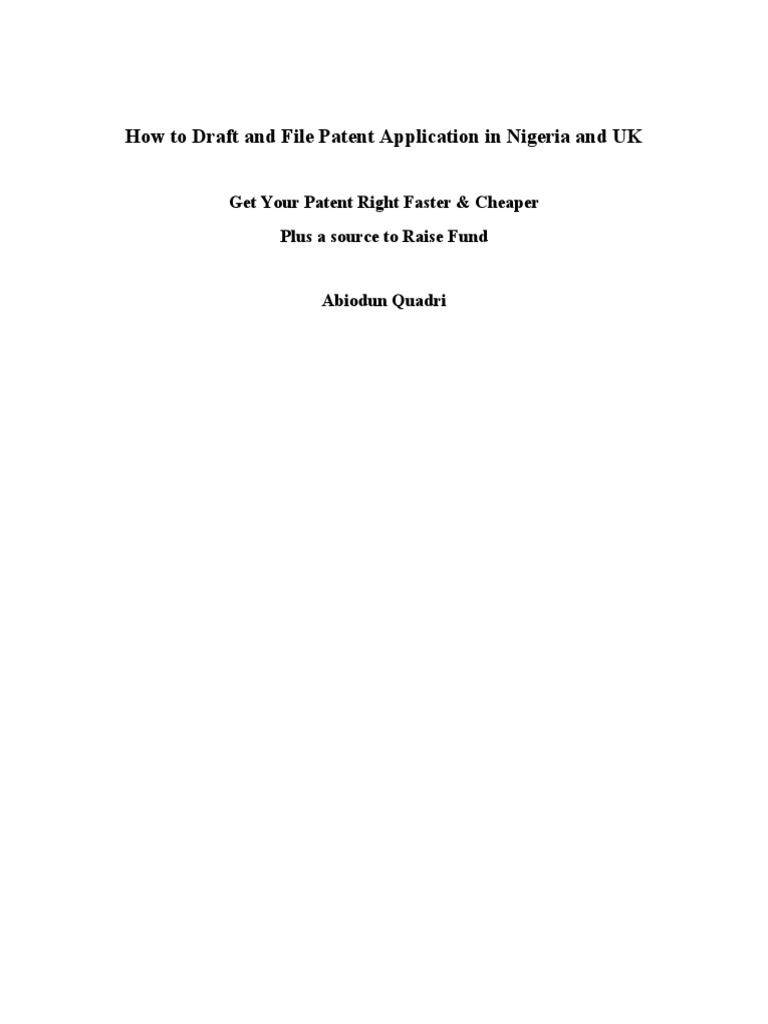 How To Draft and File Patent Application in Nigeria and Uk | PDF ...