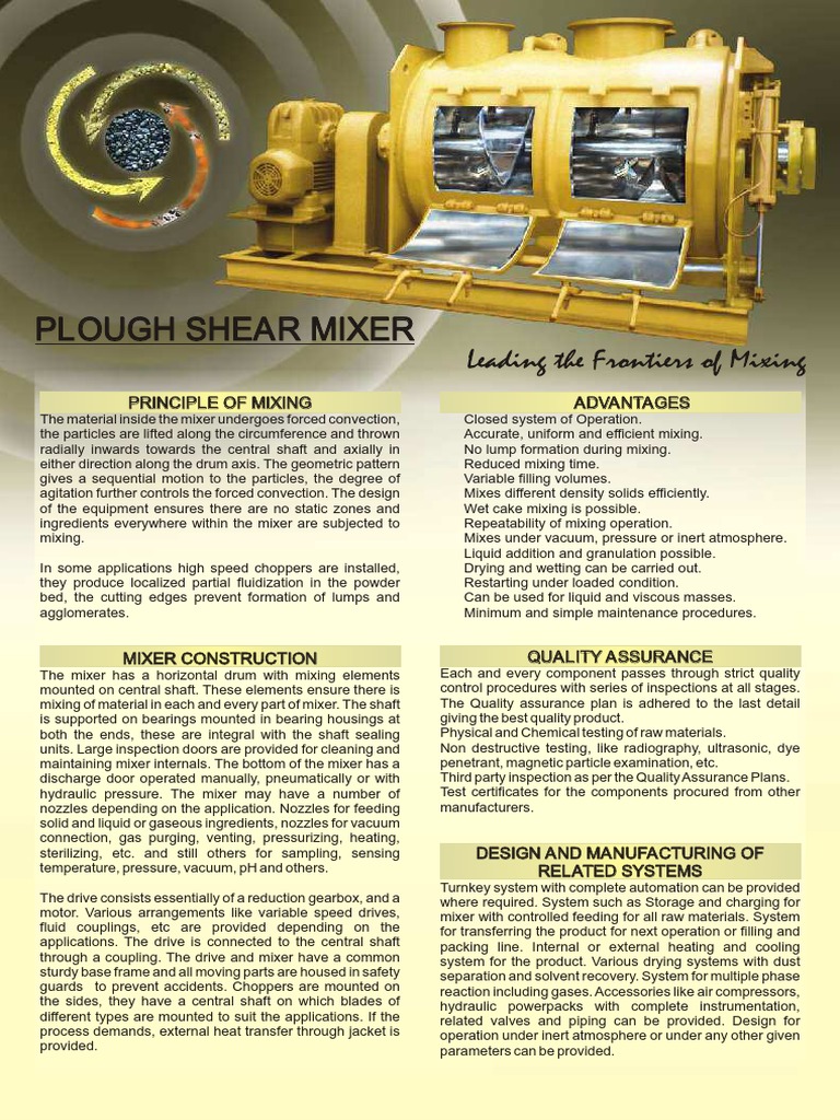 Plough Shear Mixer | PDF | Materials | Applied And Interdisciplinary ...