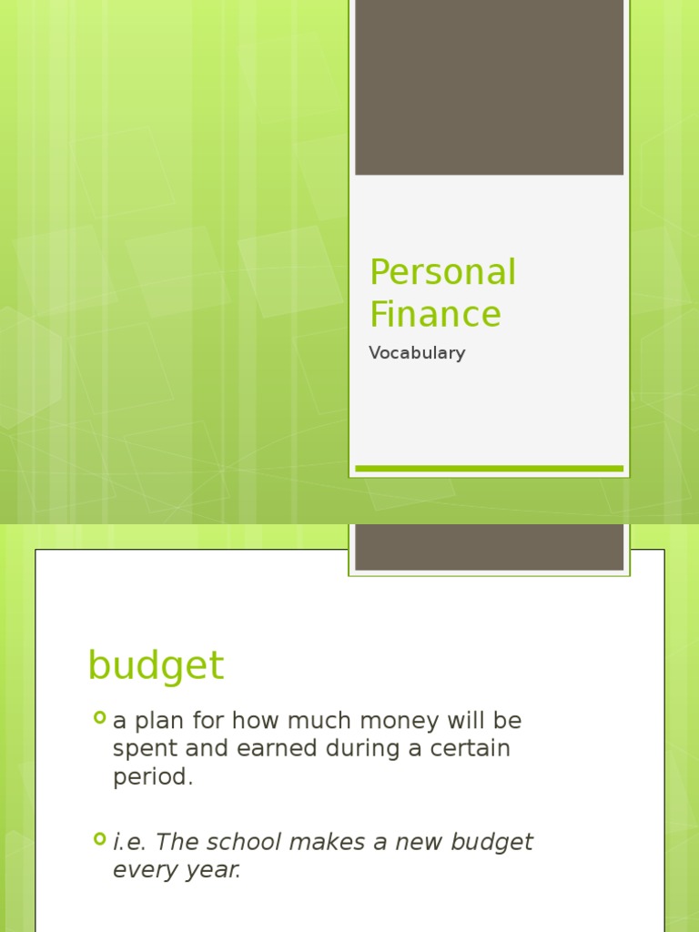 Personal Finance Vocabulary Guide | PDF | Career & Growth | Business