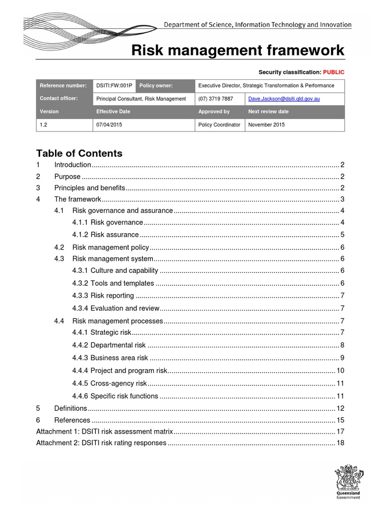 Risk Management Framework | PDF | Risk Management | Governance