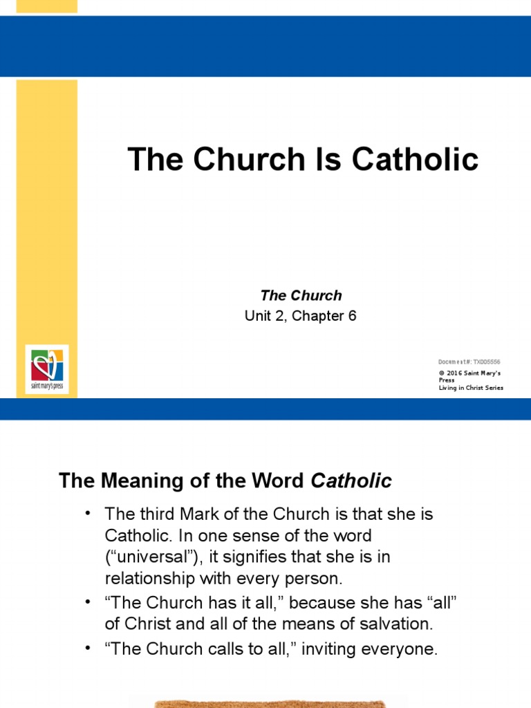 The Church Is Catholic: Unit 2, Chapter 6 | PDF | Catholic Church ...