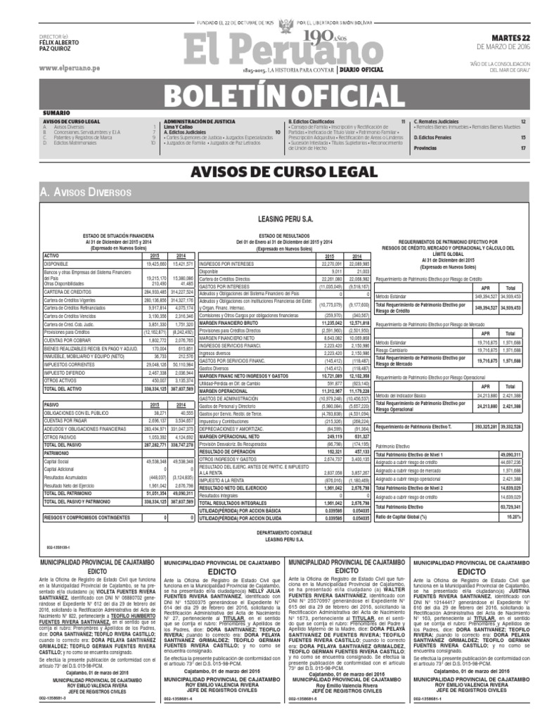 Publicacion Oficial - Diario Oficial El Peruano | PDF | Administración ...