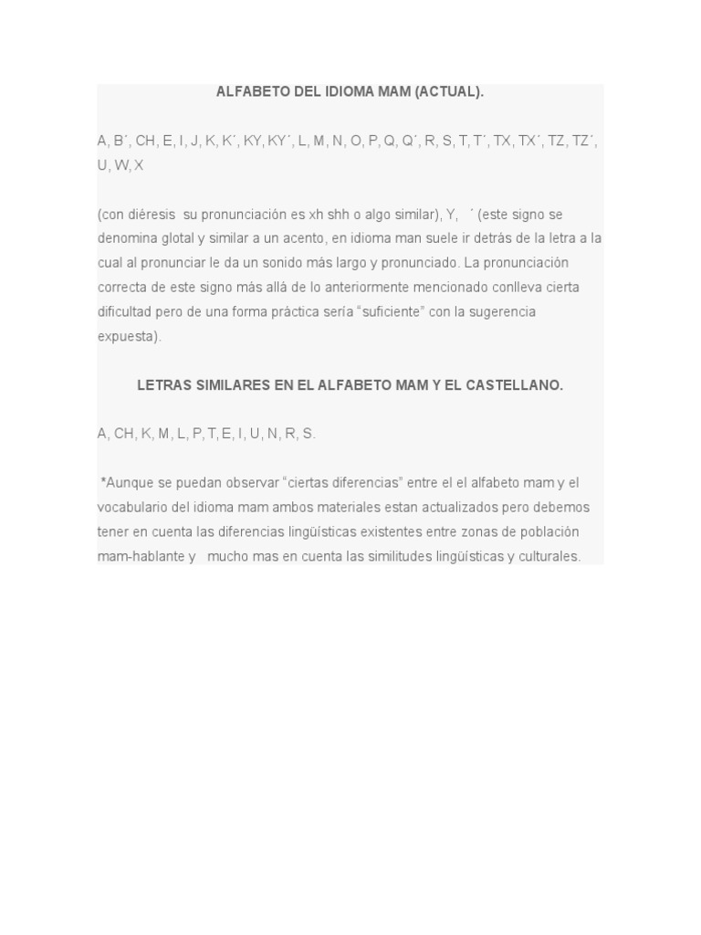 Alfabeto Del Idioma Mam | PDF