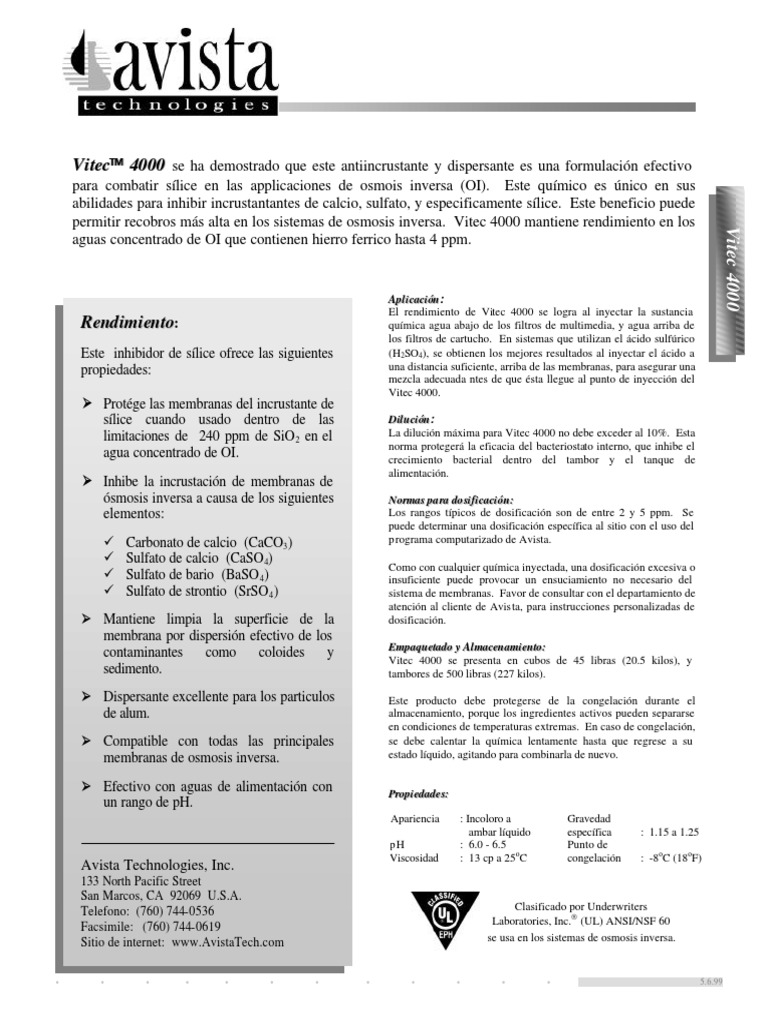 Vitec 4000 | PDF | Ósmosis | Agua