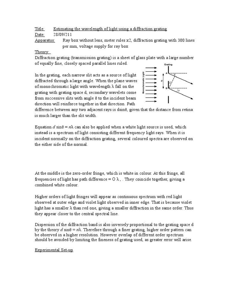 Physics Lab Report | PDF | Diffraction | Light