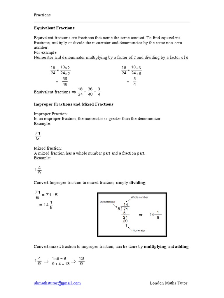 Fraction Note | PDF | Mathematics | Fraction (Mathematics)