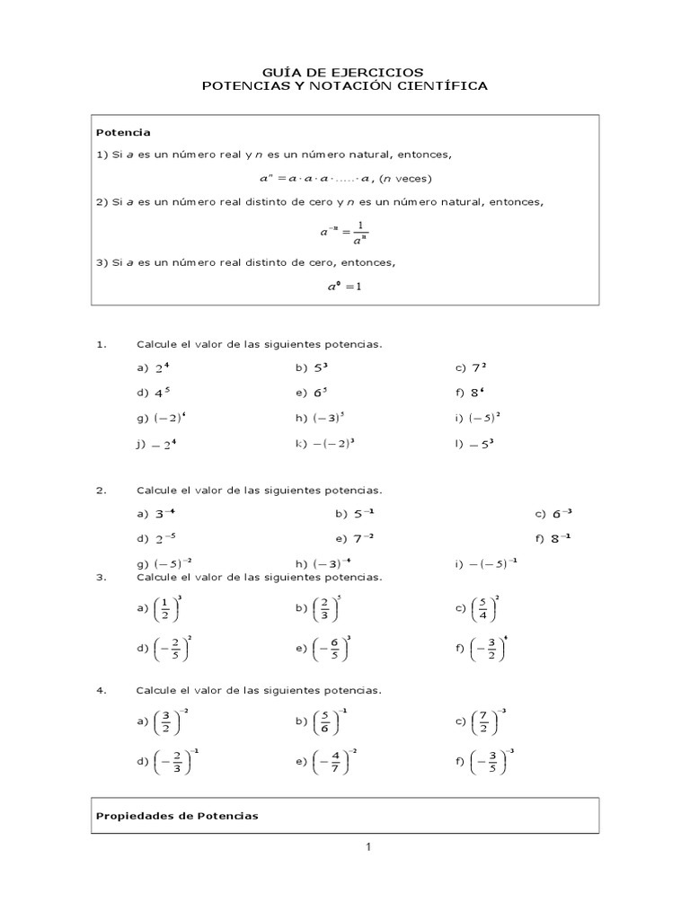 Potencias y Notación Cientifica | PDF | Exponenciación | Dom