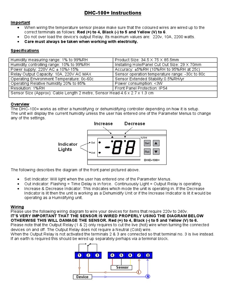 DHC100 | PDF | Relay | Humidity