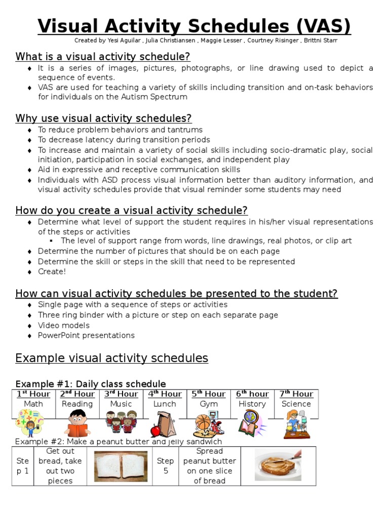 Visual Activity Schedules for Autism | PDF | Autism | Psychology