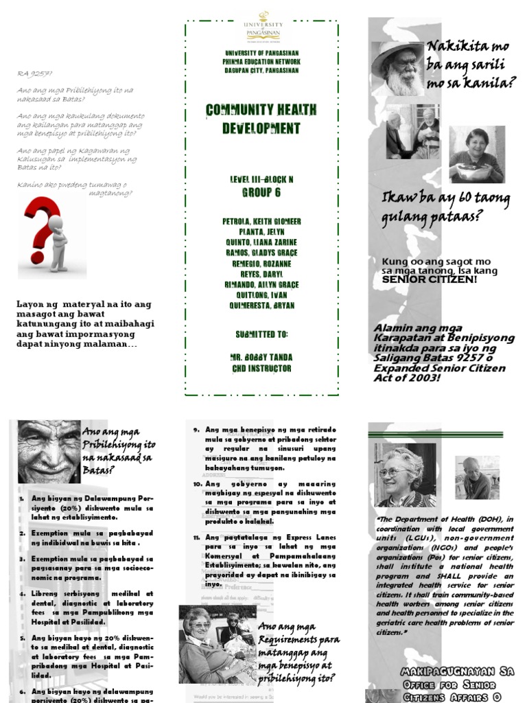 RA 9257 Senior Citizens' Act CHD Brochure | PDF