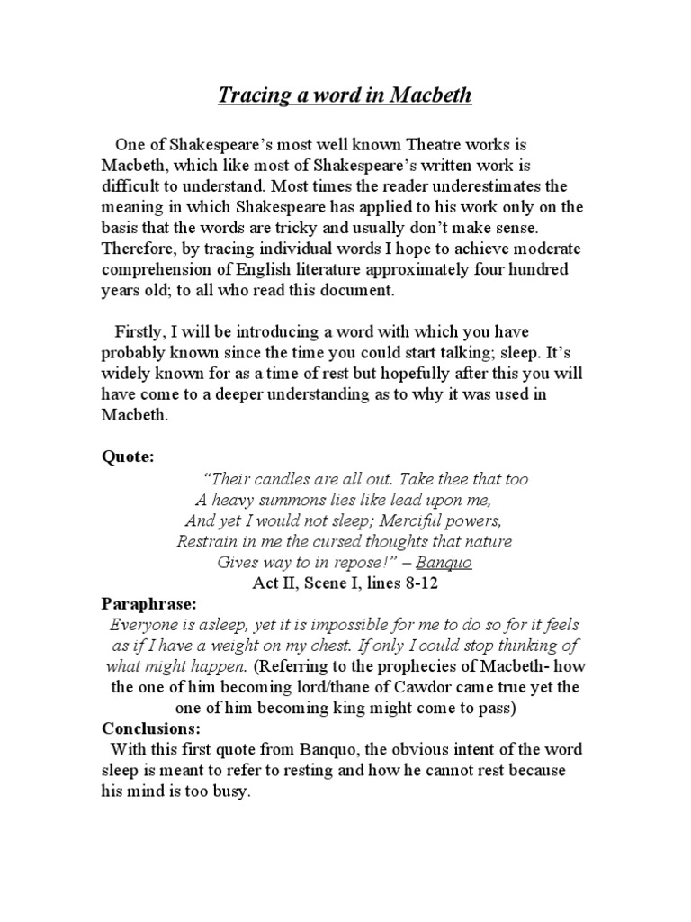 Tracing A Word in Macbeth | PDF | Macbeth