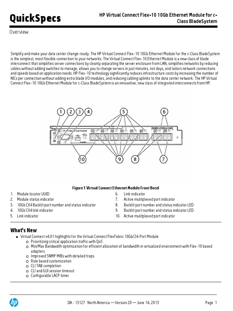 HP Virtual Connect Flex 10 Ethernet Module Quick Specs | Download Free PDF | Computer Network ...