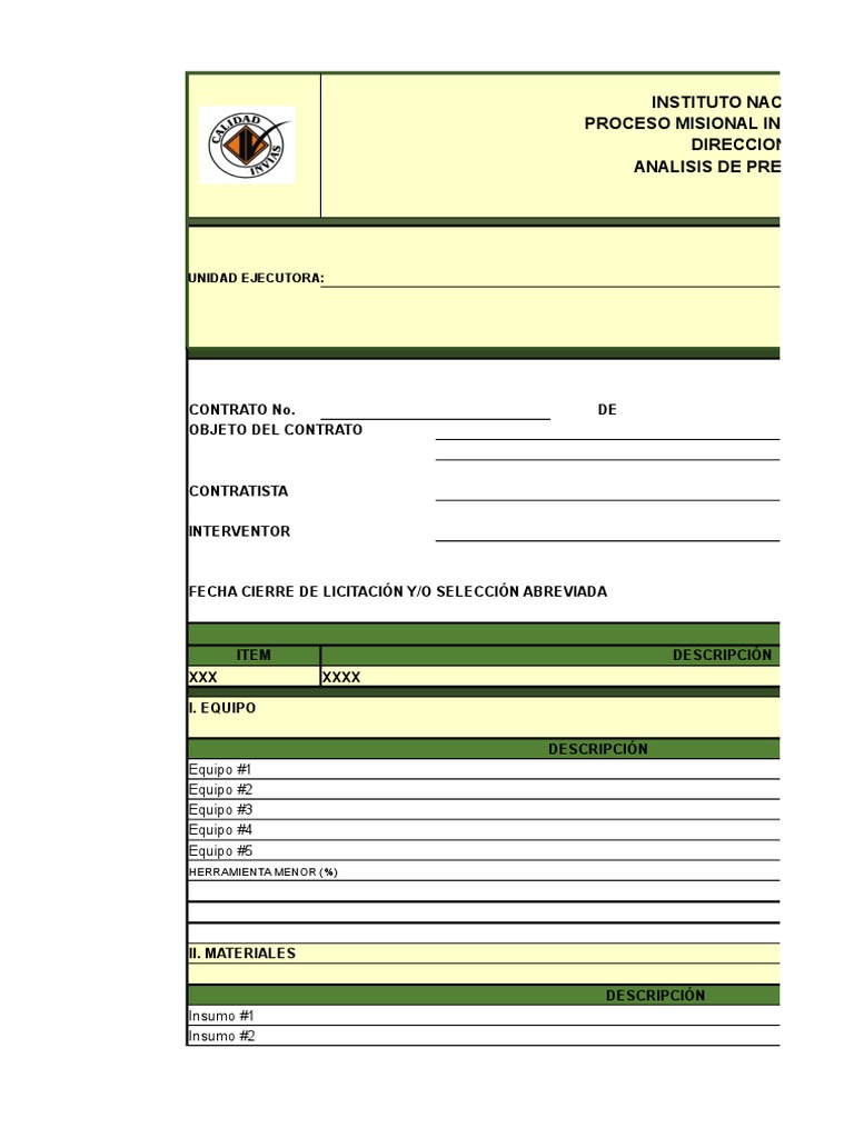 Formato APU Invias | PDF