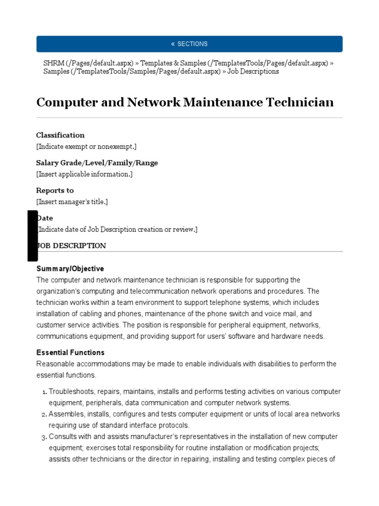 Computer and Network Technician Role | PDF | Computer Network | Telephone