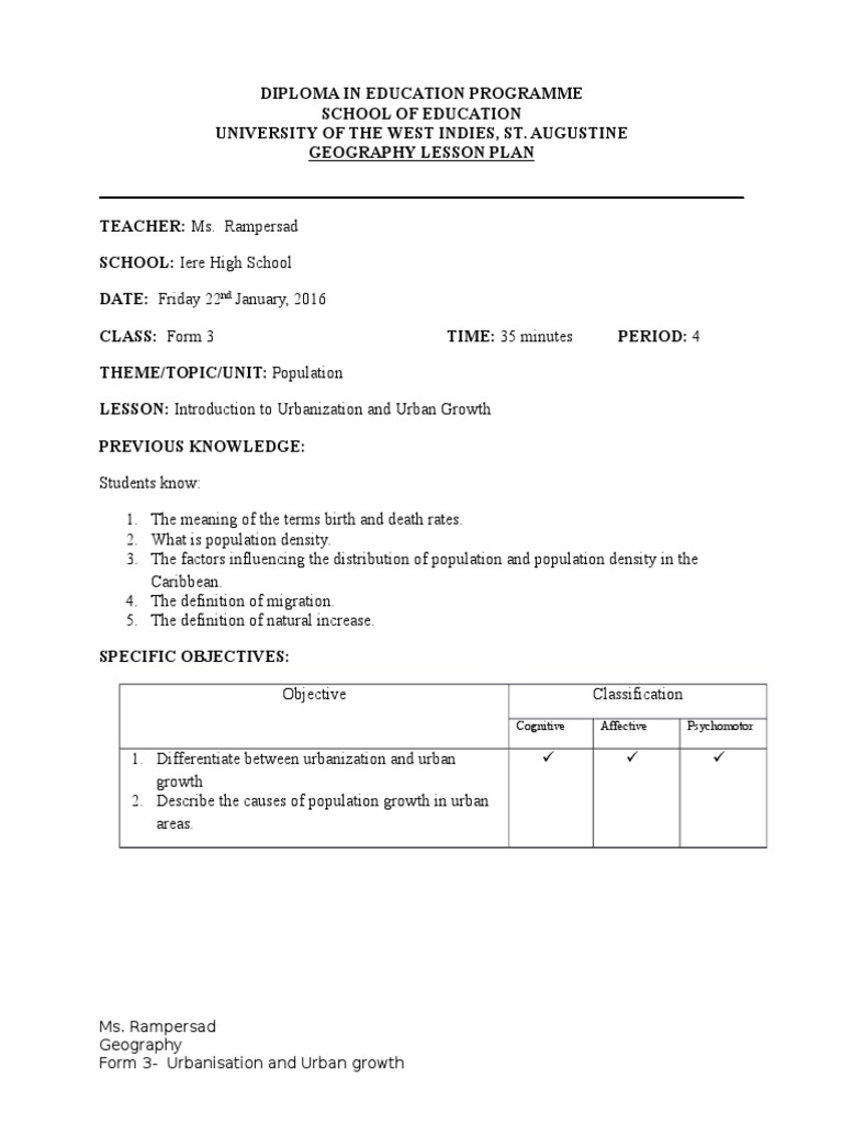 Teaching Practice 3 Iere Lesson Plan | PDF | Urbanization | Rural Area