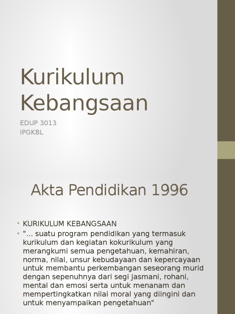 Kurikulum Kebangsaan EDUP 3013 | PDF
