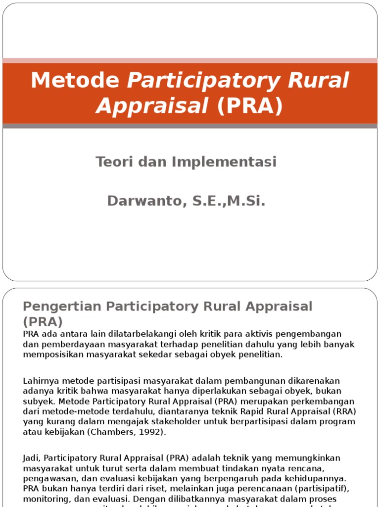 Metode Participatory Rural Appraisal (PRA) Rev1 | PDF