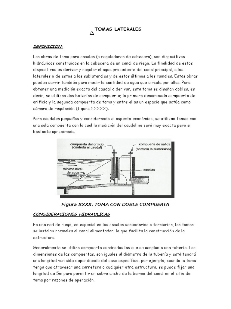 Toma Laterales - Hidraulica 2016 II | PDF | Descarga (hidrología ...