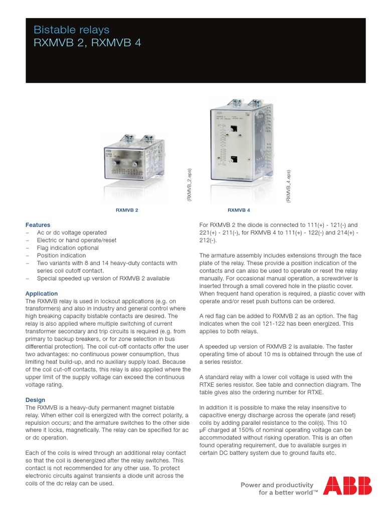 1MRK508016-BEN D en Bistable Relays RXMVB 2 and RXMVB 4 | PDF | Relay ...