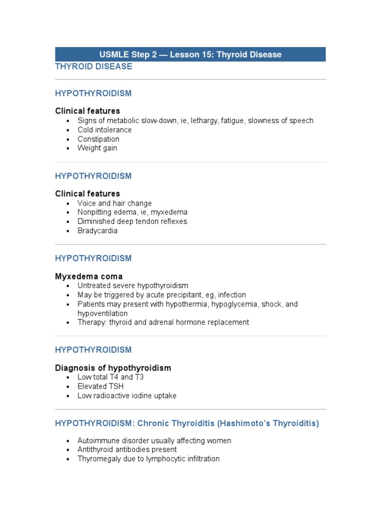 USMLE Step 2 (3) - Thyroid Disease | PDF | Hyperthyroidism | Hypothyroidism