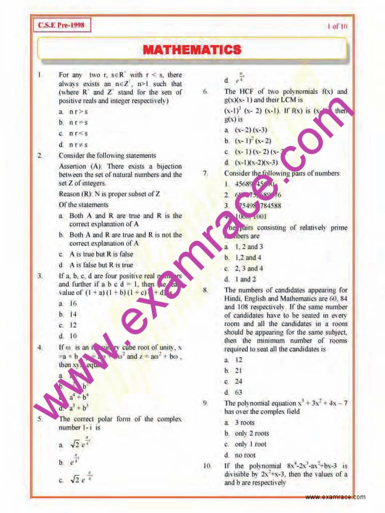 Mathematics Objective Questions Part 6 Mathematical Analysis