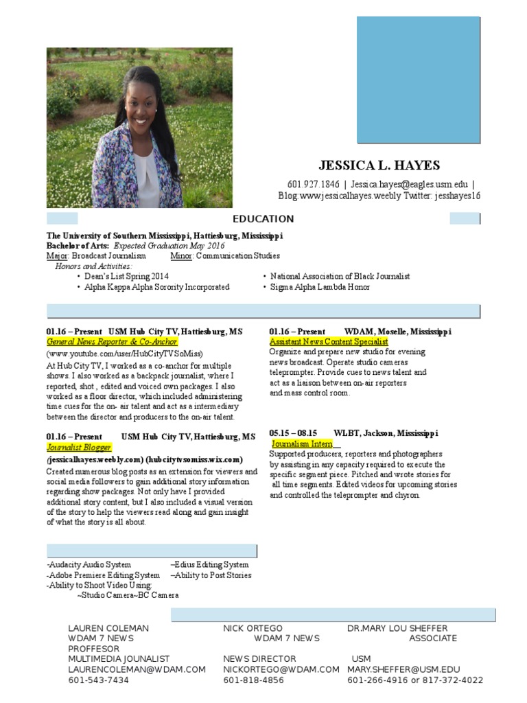 Jessica Hayes: Broadcast Journalist Profile | PDF