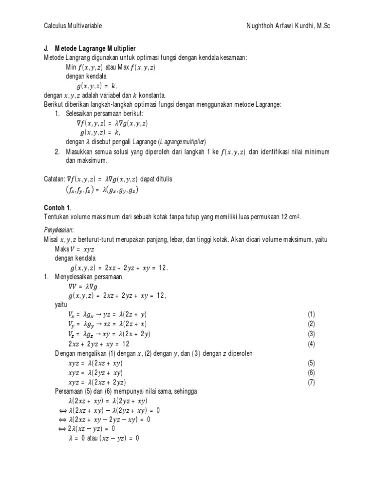 Metode Pengali Lagrange | PDF