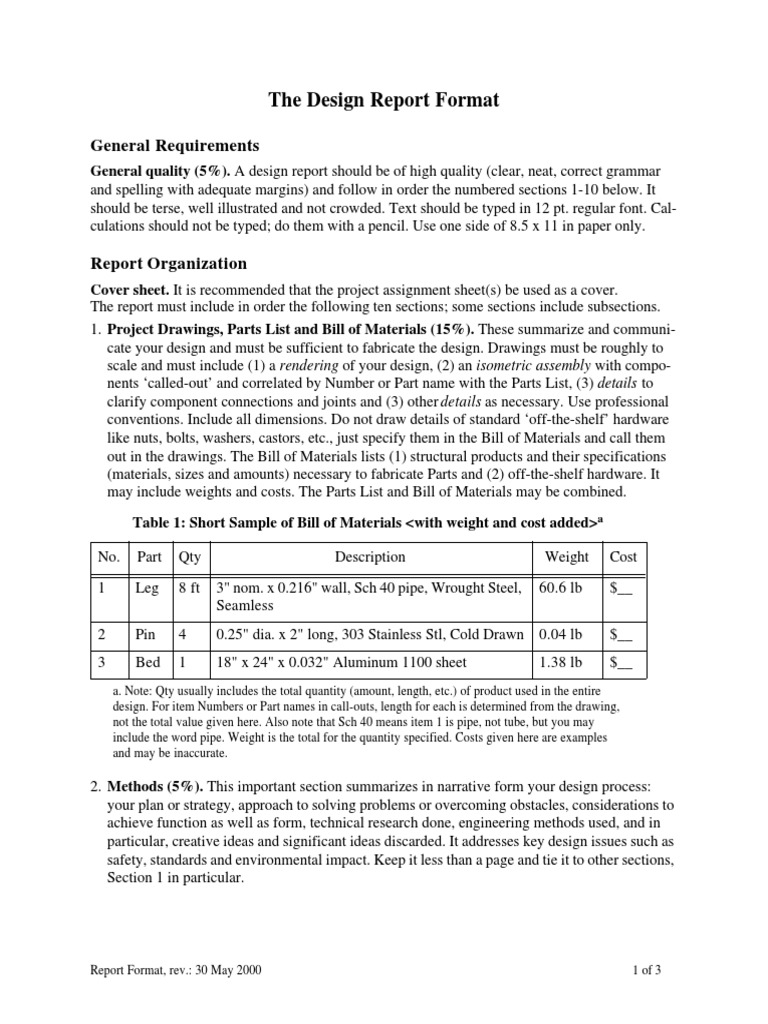 The Design Report Format: General Requirements | PDF | Structural Load ...