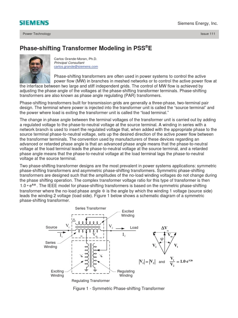 Phase-Shifting Transformer Modeling in PSSE | PDF | Electric Power ...