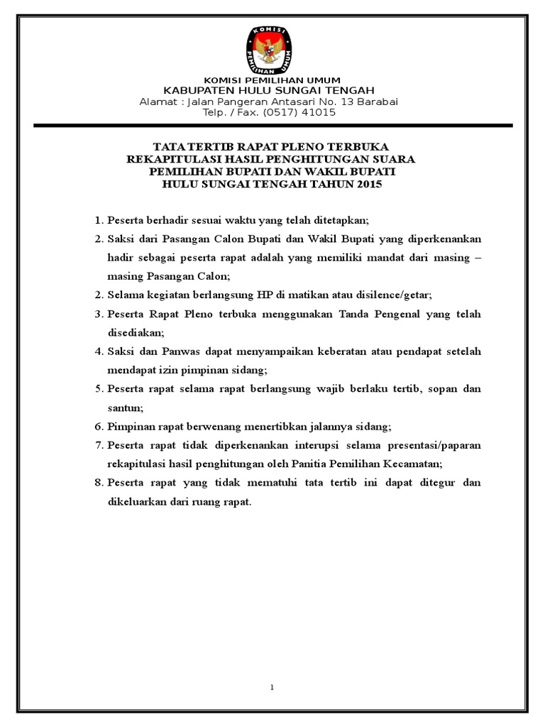 Tata Tertib Rapat Pleno