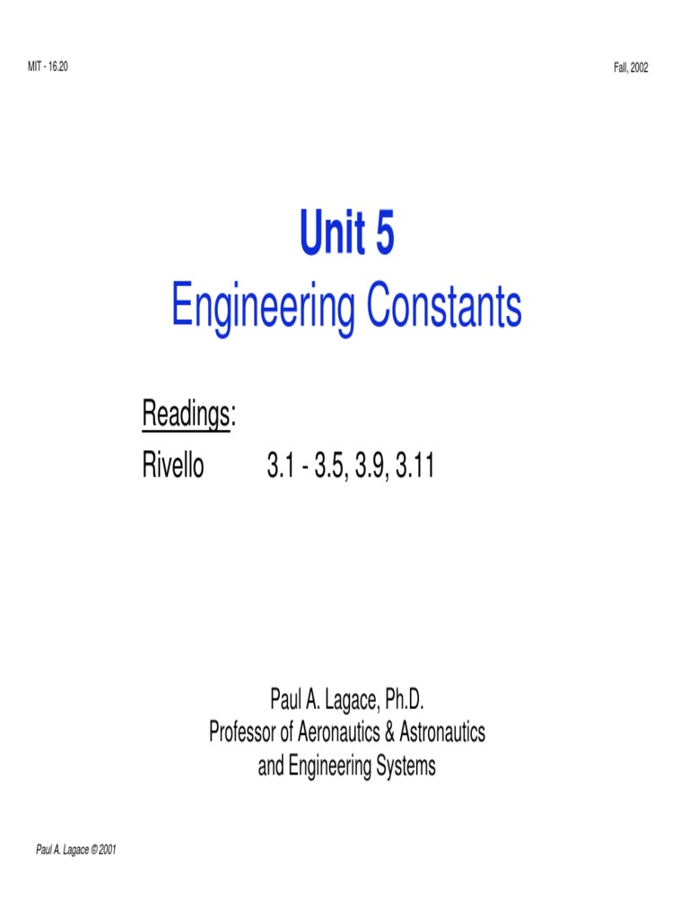 Engineering Constants: Unit 5 | PDF | Composite Material | Chemical ...