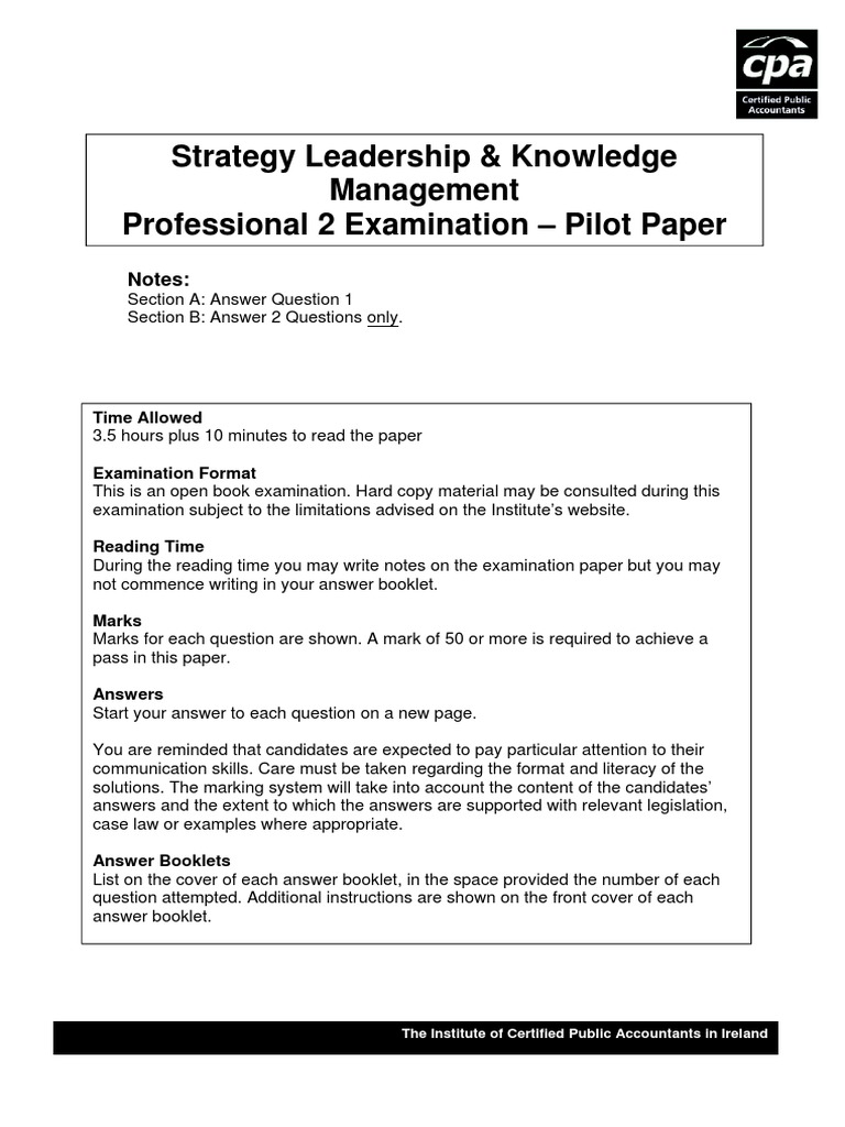 Strategy Leadership & Knowledge Management Professional 2 Examination ...