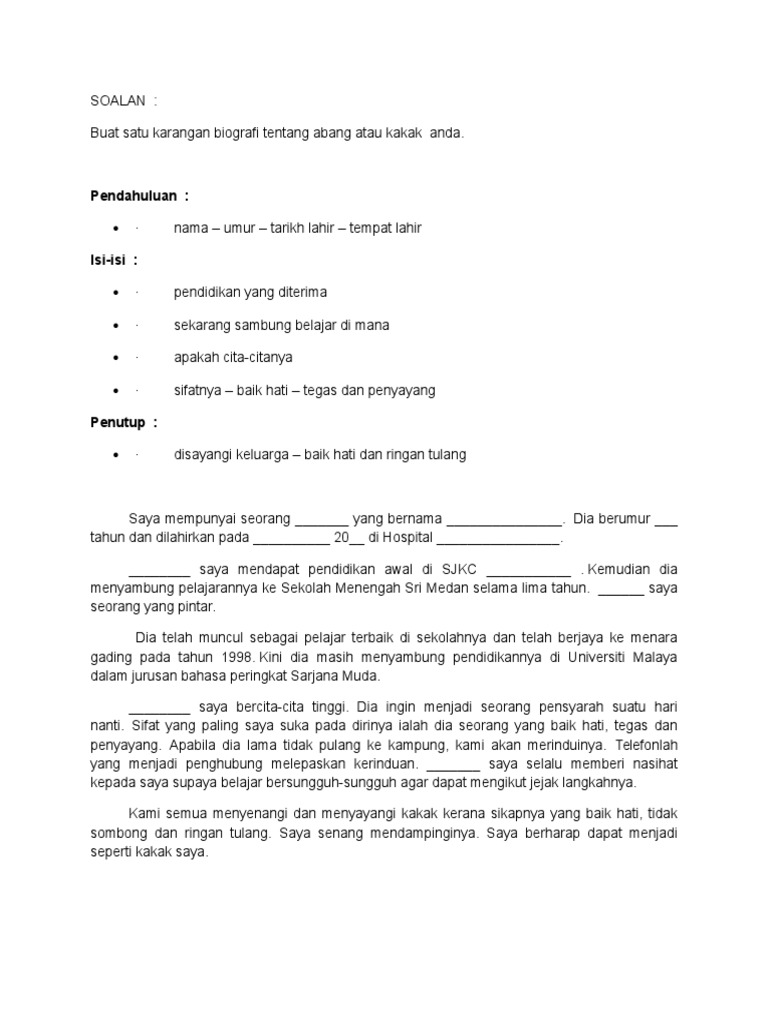 Contoh Karangan Sekolah Rendah Tahun 4 Biografi - CorysrFinley