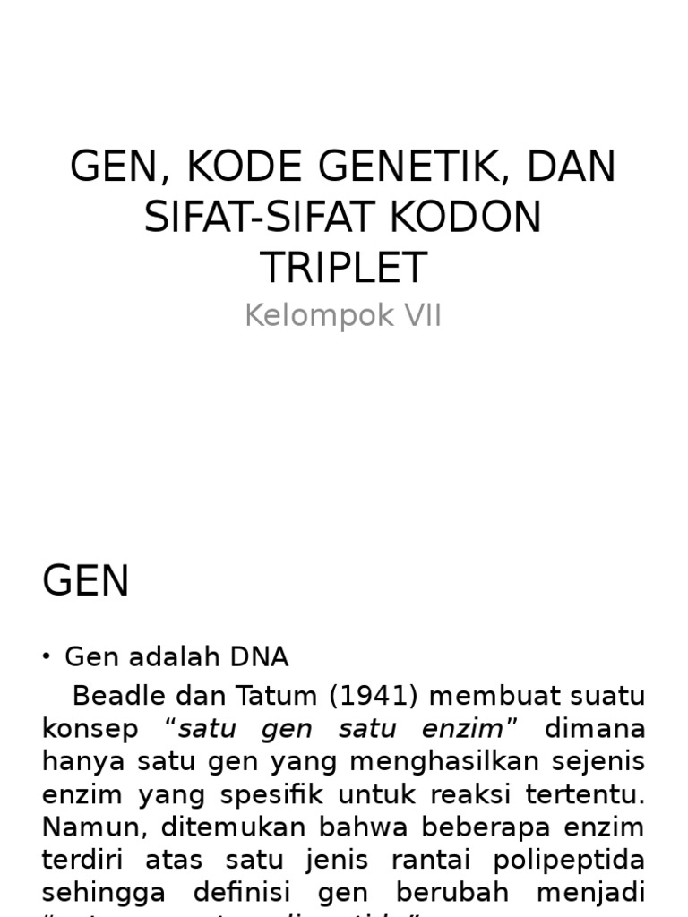 Gen Kode Genetik Dan Sifat Sifat Kodon | PDF
