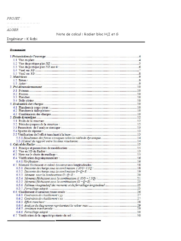 Note de Calcul Radier | PDF