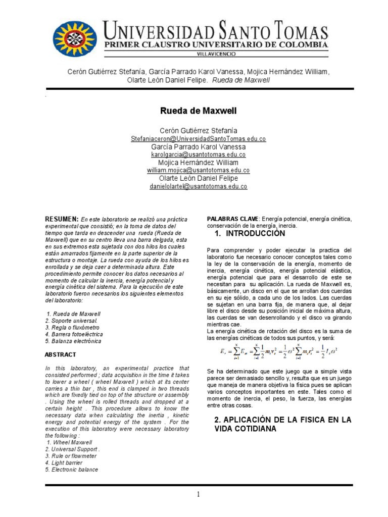 Rueda de Maxwell | PDF | Movimiento (física) | Rotación