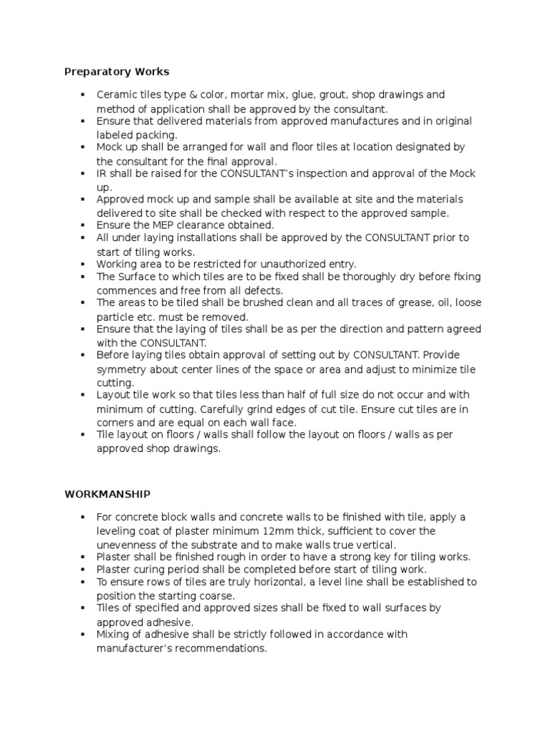 Tiling Method Statement | Download Free PDF | Tile | Adhesive