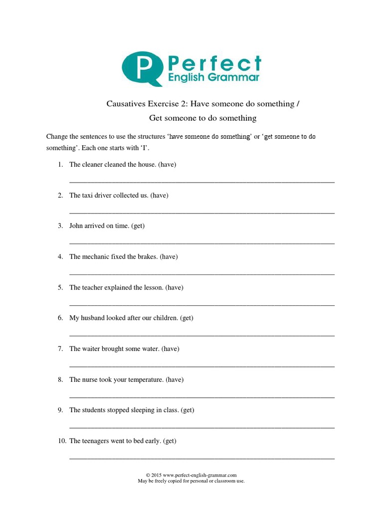Causatives Exercise 2 | PDF