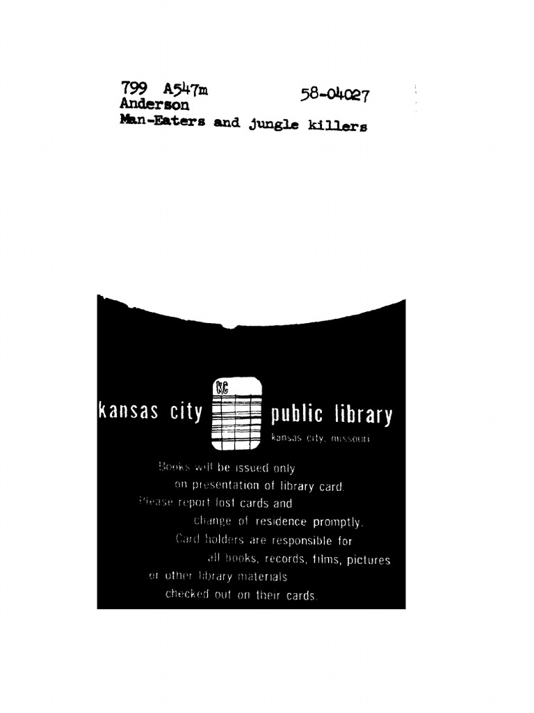 Man Eaters and Jungle Killers-Kenneth Anderson-1957 | PDF
