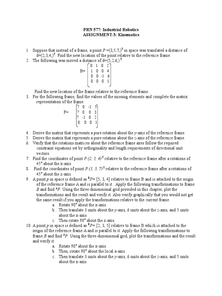Kinematics Analysis of Industrial Robots: Calculating Transformations Using D-H Parameters and ...