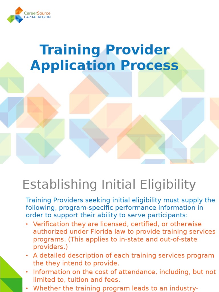 Training Provider Application Process | PDF | Credential | Government