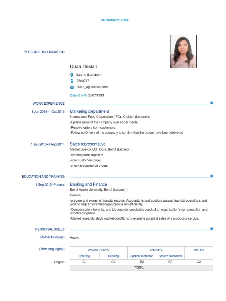 Duaa Reslan's Professional CV | PDF