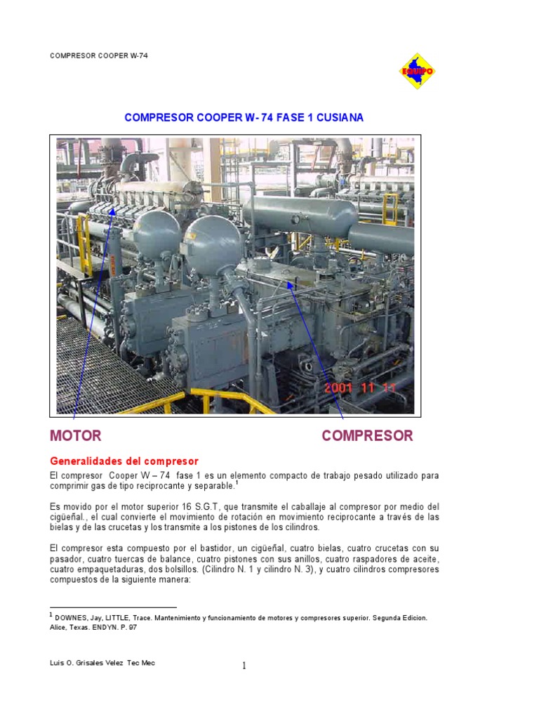 Tomo I Compresor Cooper Superior W74 PDF | PDF | Compresor de gas ...