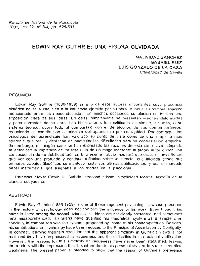 Edwin Ray Guthrie: Una Figura Olvidada | PDF