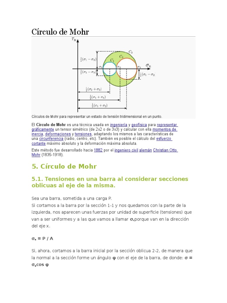 Círculo de Mohr | PDF | Esfuerzo cortante | Estrés (Mecánica)
