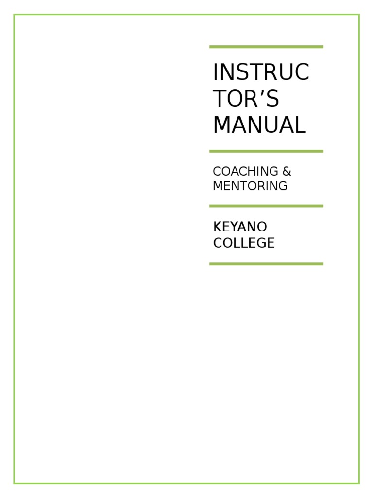 Coaching and Mentoring The Instructor's Manual | PDF | Mentorship ...