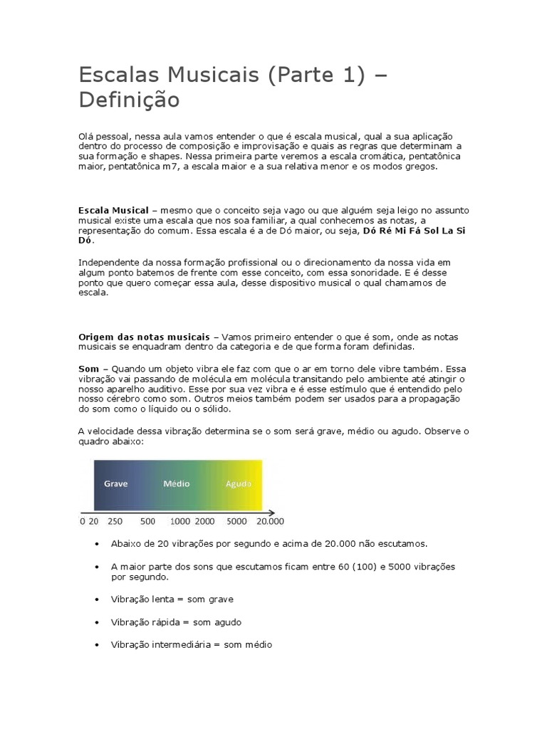 Escalas Musicais: Definição, Origem e Tipos | PDF | Escala (música ...
