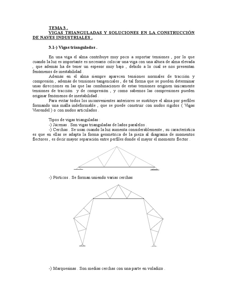 Tema 3 - Vigas Trianguladas | PDF | Braguero | Ingeniería de Edificación