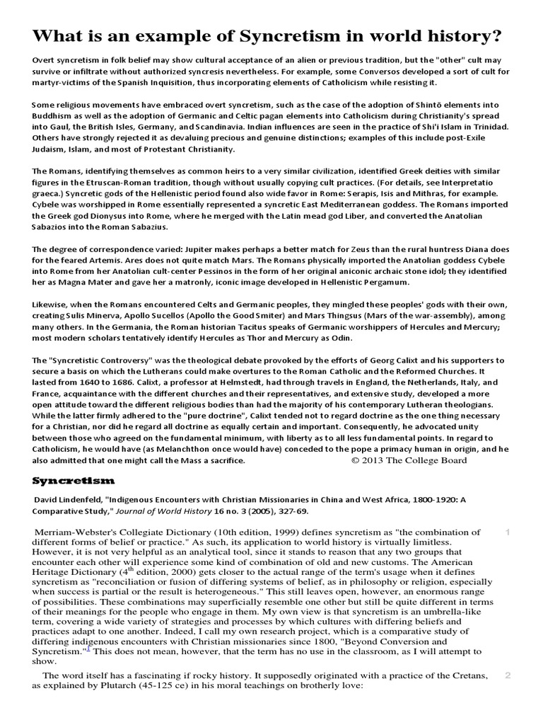 What is an Example of Syncretism in World History | Religious Faiths ...